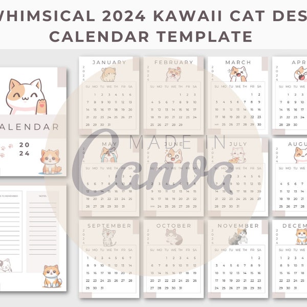 2024 Cat Calendar Desk - Etsy