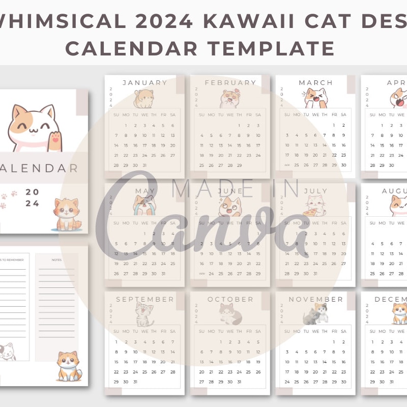 2024 Cat Calendar Desk - Etsy