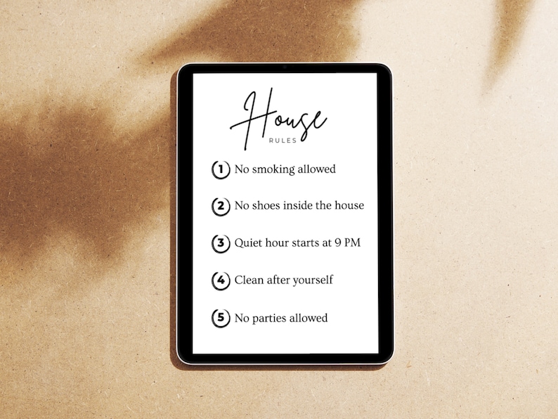 Editable House Rules Template, House Rules for Vacation Rental, Hostel ...