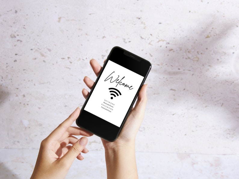 Editable Wifi Password Sign Template, Modern Wifi Sign for Guest ...