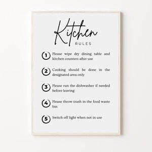 Editable Kitchen Rules Template, VRBO Home Kitchen Sign, Airbnb Kitchen ...
