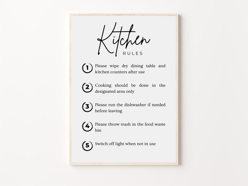 Editable Kitchen Rules Template, VRBO Home Kitchen Sign, Airbnb Kitchen ...