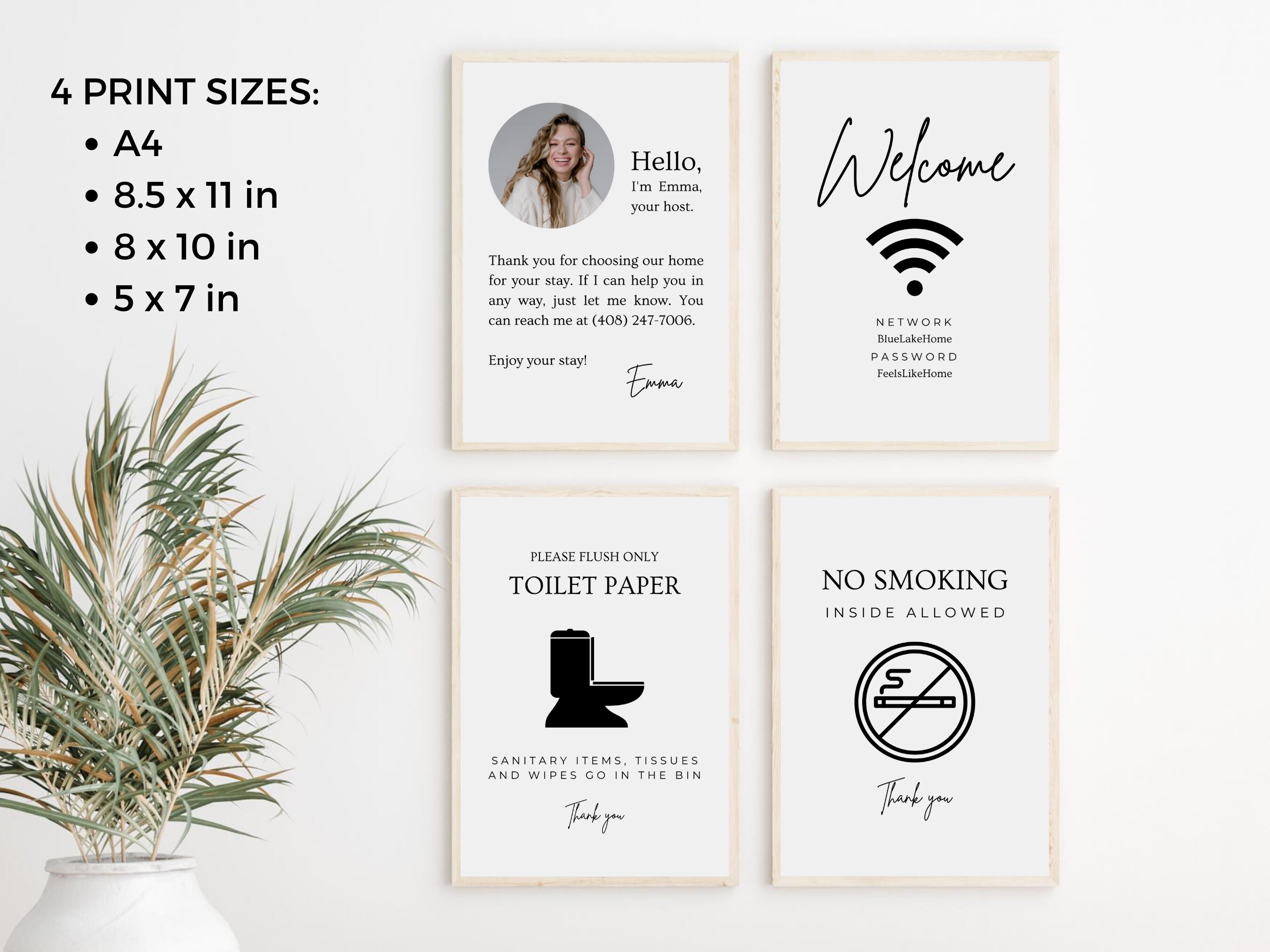 Airbnb Sign Bundle, Editable Airbnb Signage, Vacation Rental Posters ...
