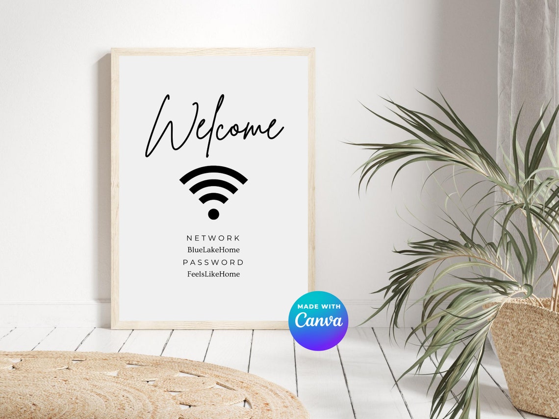 Editable Wifi Password Sign Template, Modern Wifi Sign for Guest ...