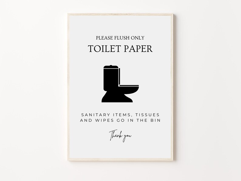 Editable Flush Only Toilet Paper Sign, Airbnb Septic System Sign, VRBO ...