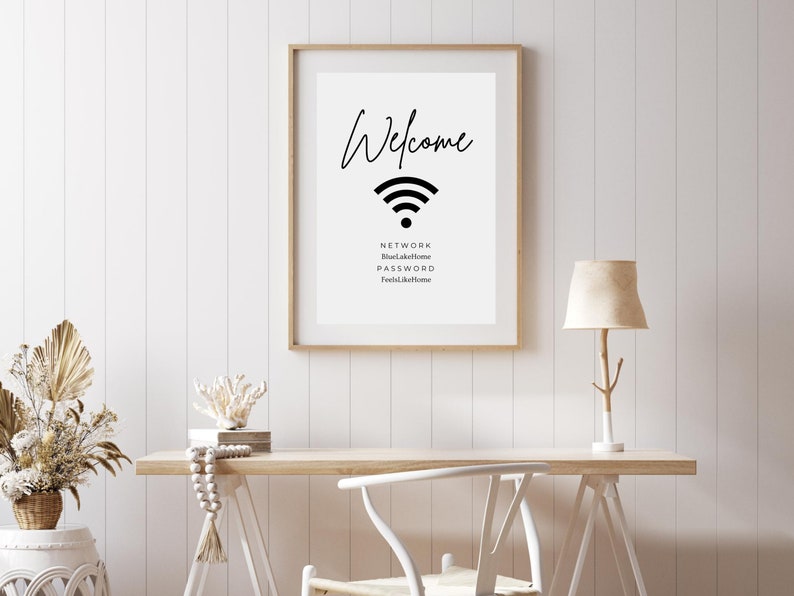 Editable Wifi Password Sign Template, Modern Wifi Sign for Guest ...
