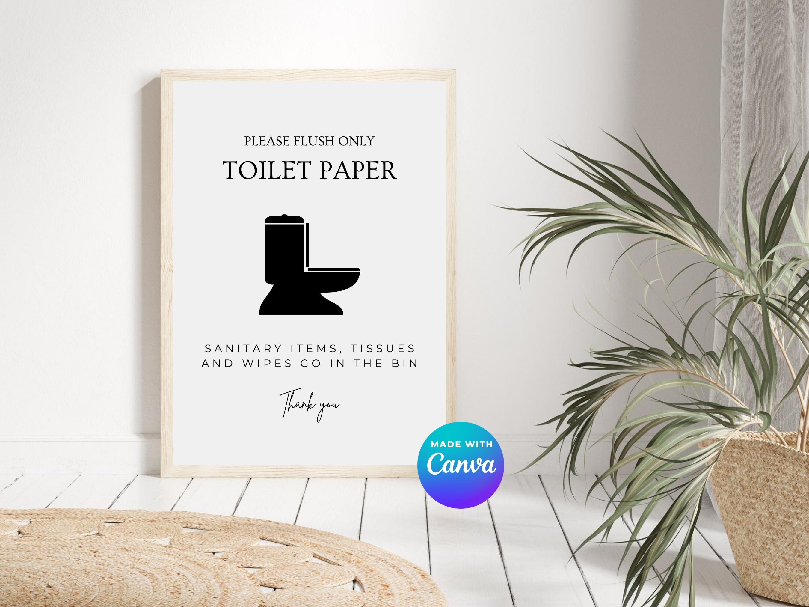 Editable Flush Only Toilet Paper Sign, Airbnb Septic System Sign, VRBO ...