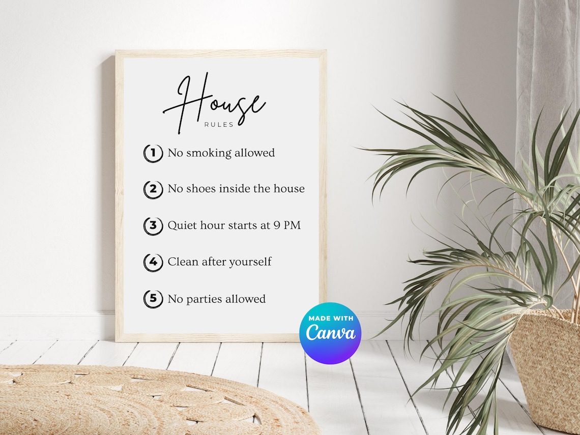 Editable House Rules Template, House Rules for Vacation Rental, Hostel ...