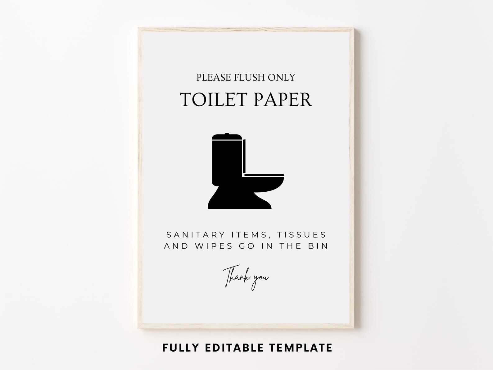 Editable Flush Only Toilet Paper Sign, Airbnb Septic System Sign, VRBO ...