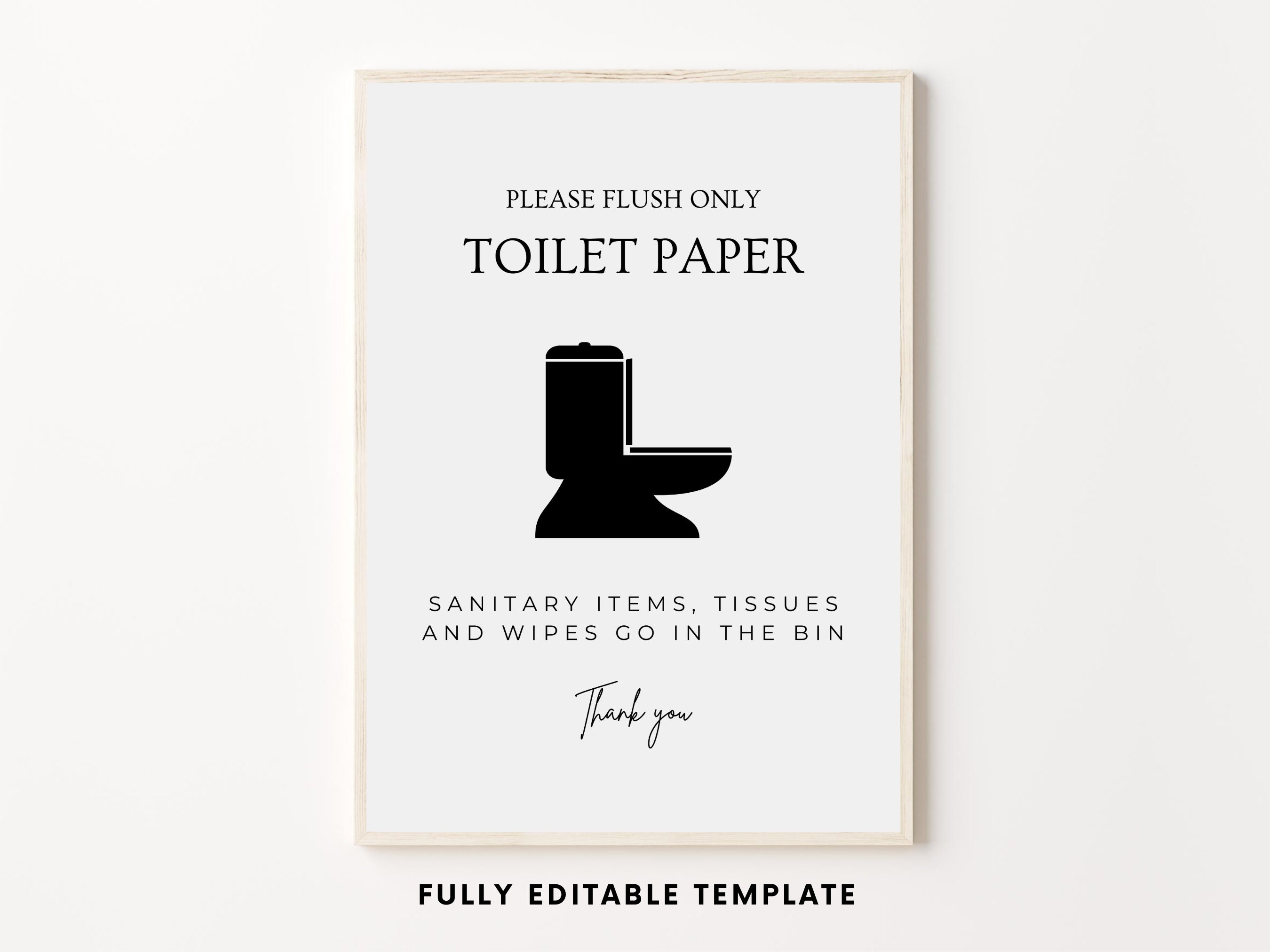 Editable Flush Only Toilet Paper Sign, Airbnb Septic System Sign, VRBO ...