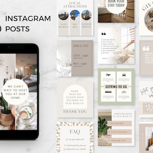 Airbnb Instagram Post Template, Vacation Rental Social Media Pack, VRBO ...