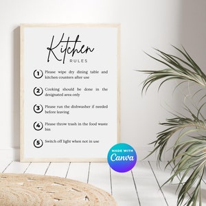Editable Kitchen Rules Template, VRBO Home Kitchen Sign, Airbnb Kitchen ...