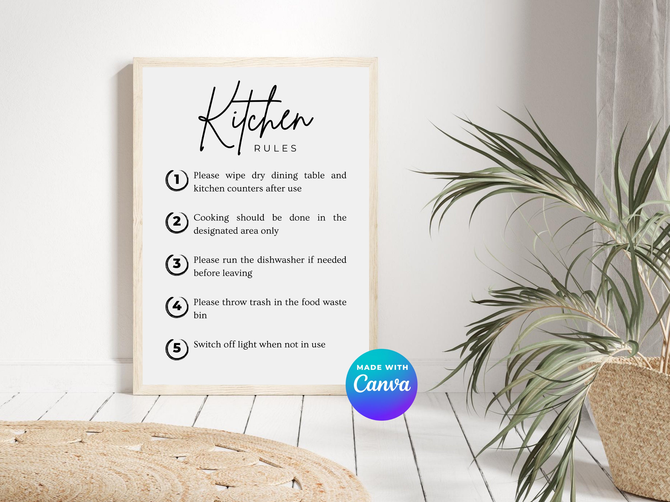 Editable Kitchen Rules Template, VRBO Home Kitchen Sign, Airbnb Kitchen ...