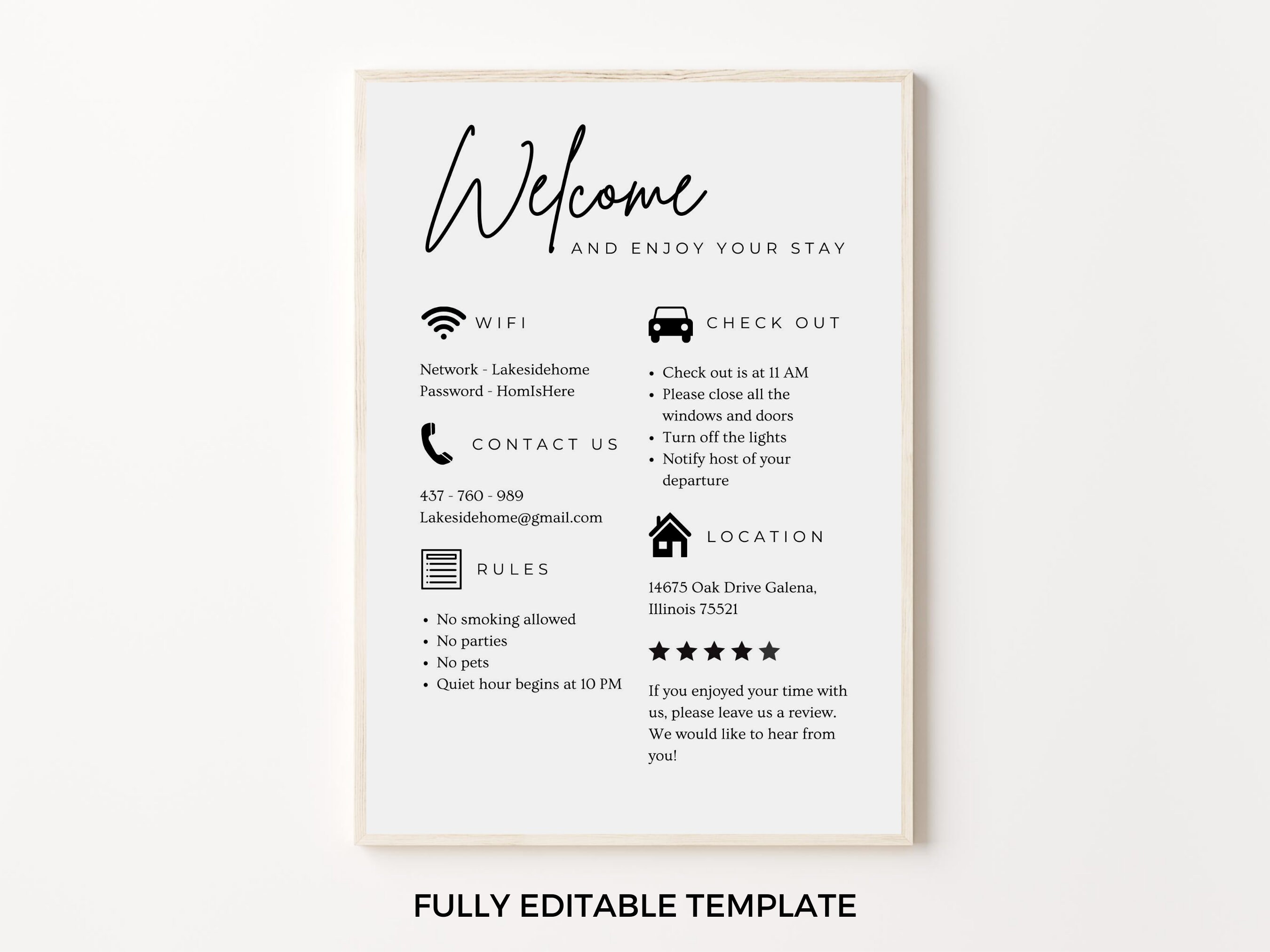 Airbnb Sign Bundle, Editable Airbnb Signage, Vacation Rental Posters ...