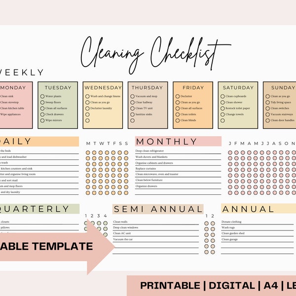 Deep Cleaning House Checklist - Etsy