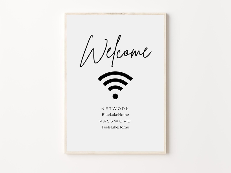 Editable Wifi Password Sign Template, Modern Wifi Sign for Guest ...