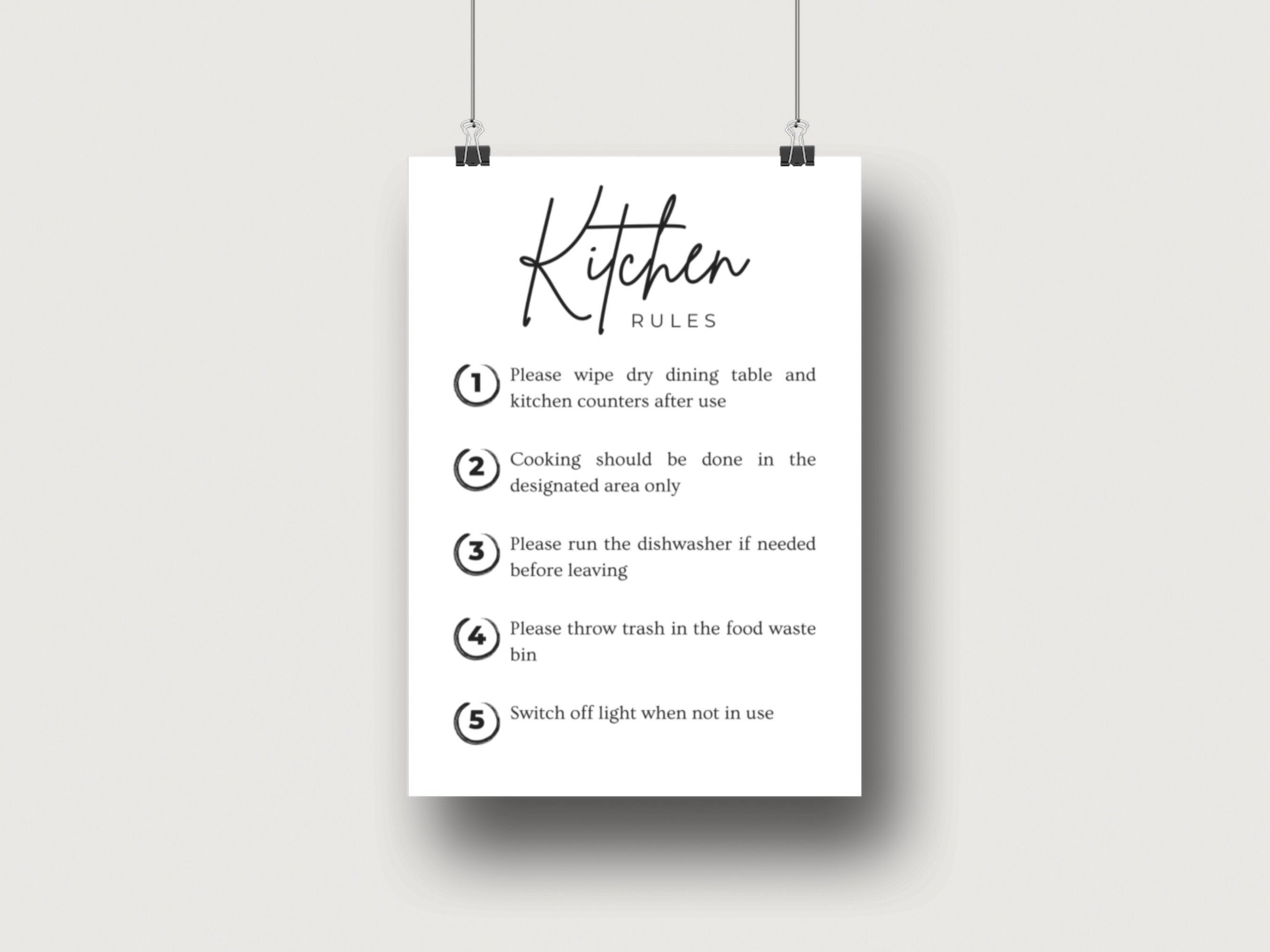Editable Kitchen Rules Template, VRBO Home Kitchen Sign, Airbnb Kitchen ...