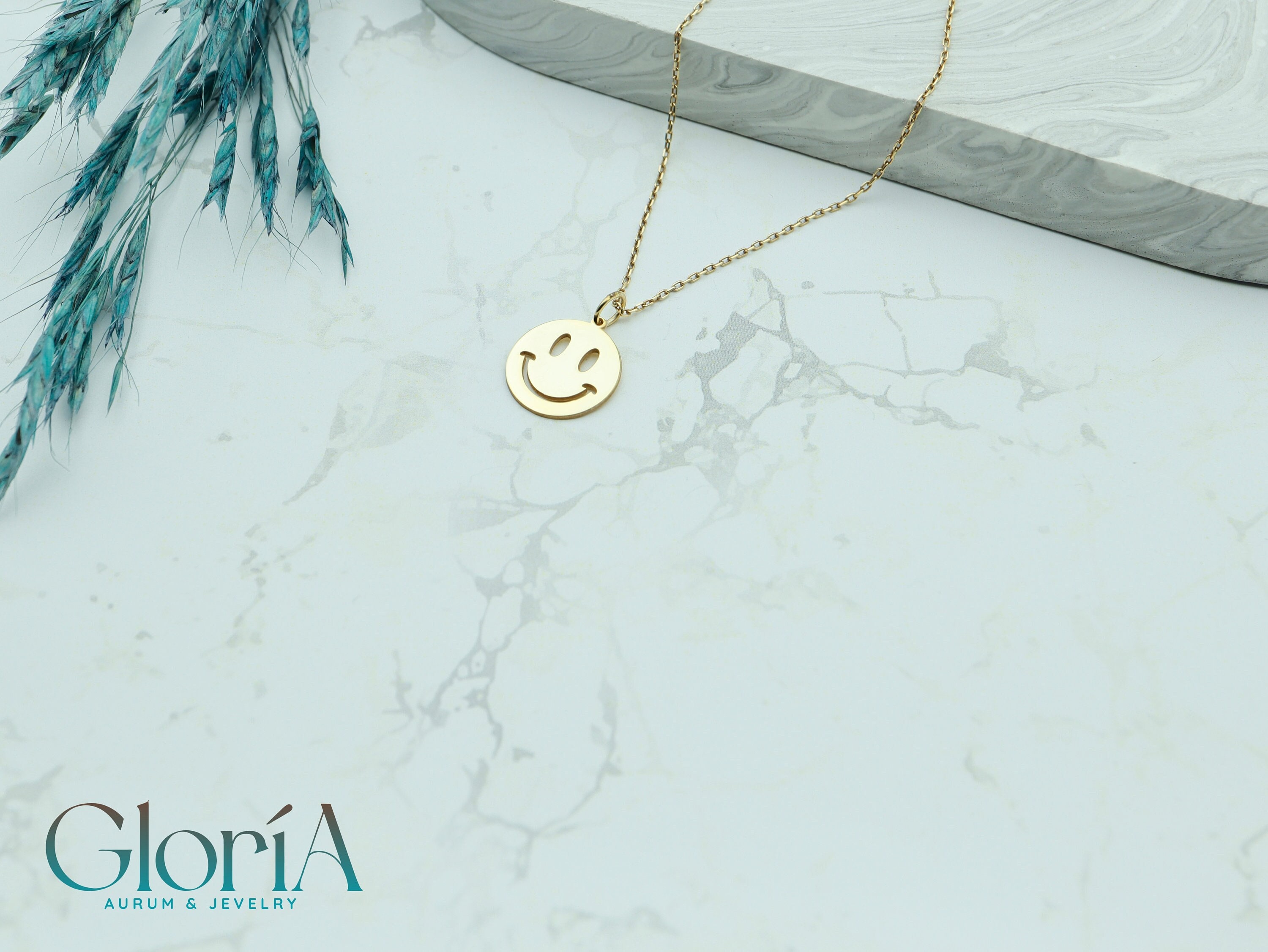 14k Solid Gold Smile, Smiley Face Charm Pendant, Smile Face Charm ...