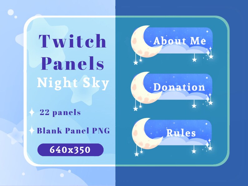 Night Sky Twitch Panels | Stars| Starry | Moon | Midnight | Night Theme ...