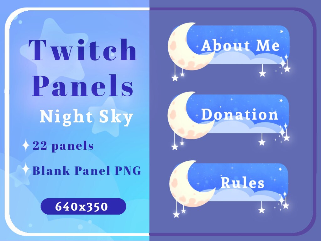 Night Sky Twitch Panels Stars Starry Moon Midnight Night Theme Moon ...