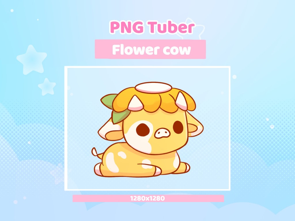 Flower Cow Pngtuber Reactive Image TTS Voice Reactive Ready to Use and ...