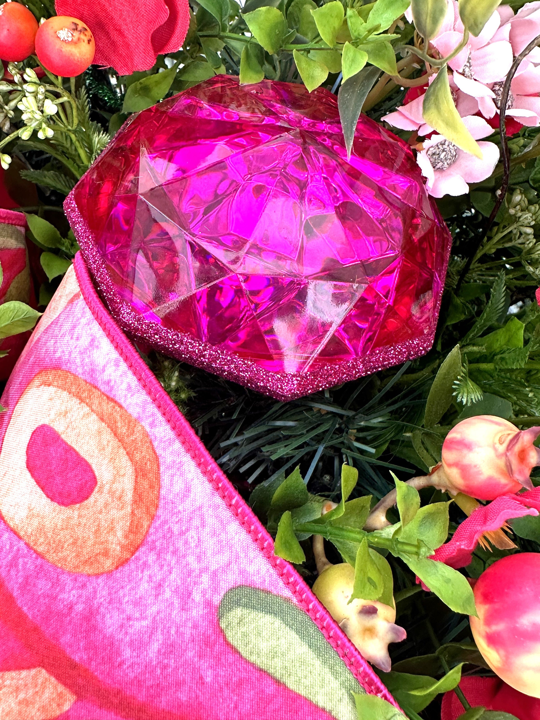 Elegant Pink Swag for Front Door, Spring/summer Gemstone Swag, Pink ...