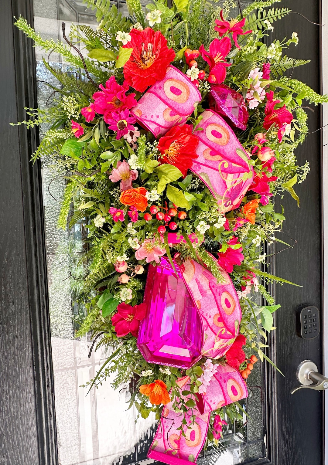 Elegant Pink Swag for Front Door, Spring/summer Gemstone Swag, Pink ...