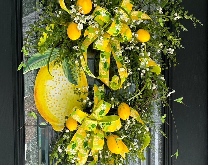 Extra Large Lemon Wreath for Front Door, Lemon Door Décor, Whimsical ...