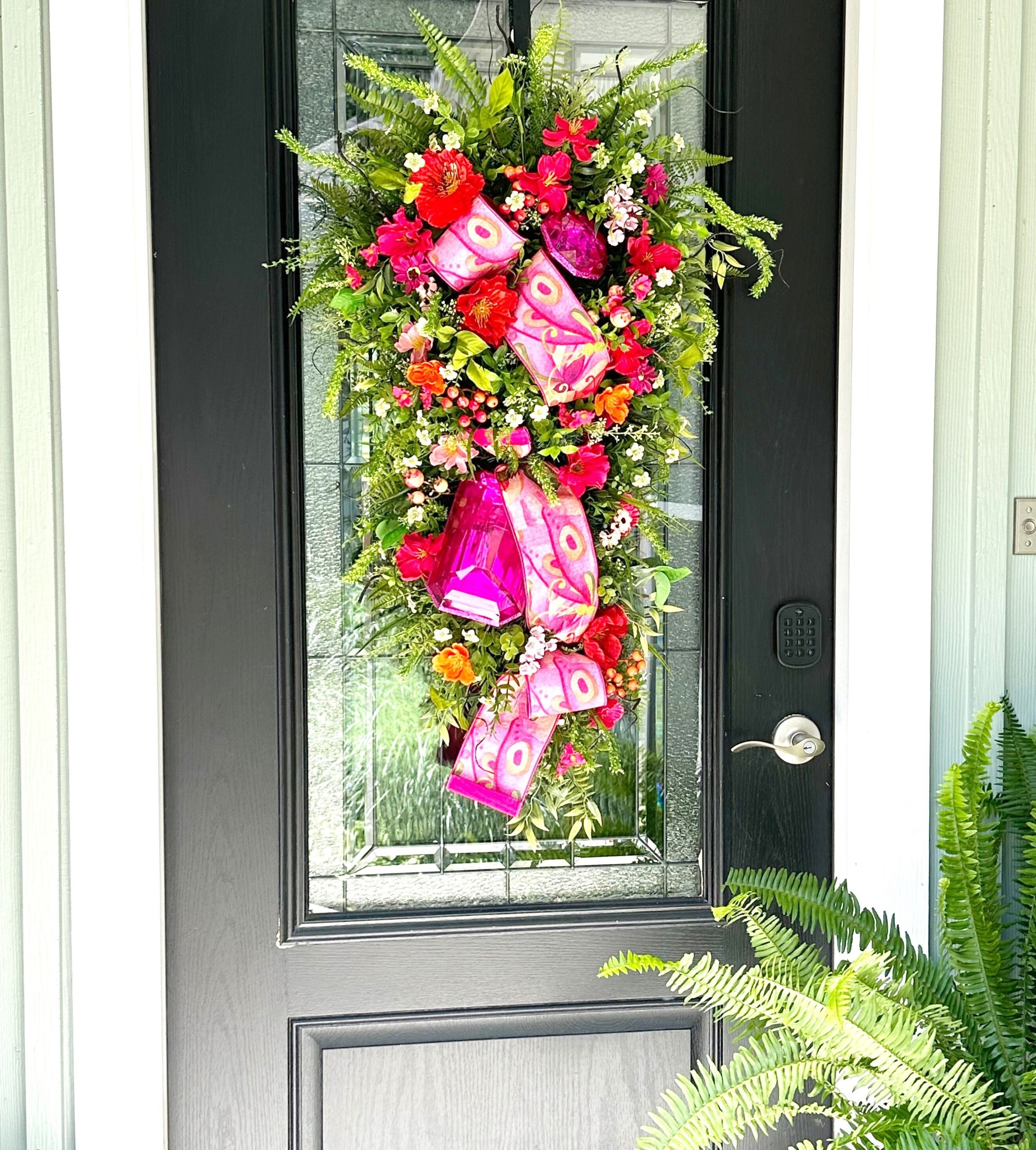 Elegant Pink Swag for Front Door, Spring/summer Gemstone Swag, Pink ...