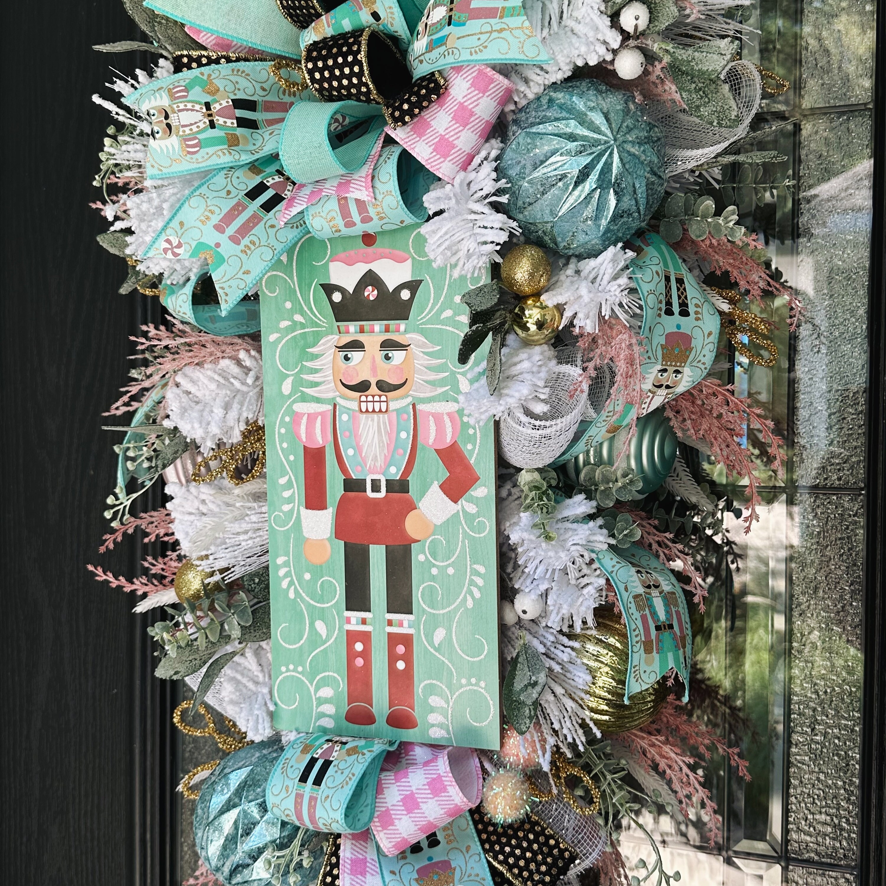 Nutcracker Christmas Swag, Nutcracker Wreath for Front Door, Mint Blue ...