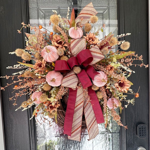Pink Fall Wreath - Etsy