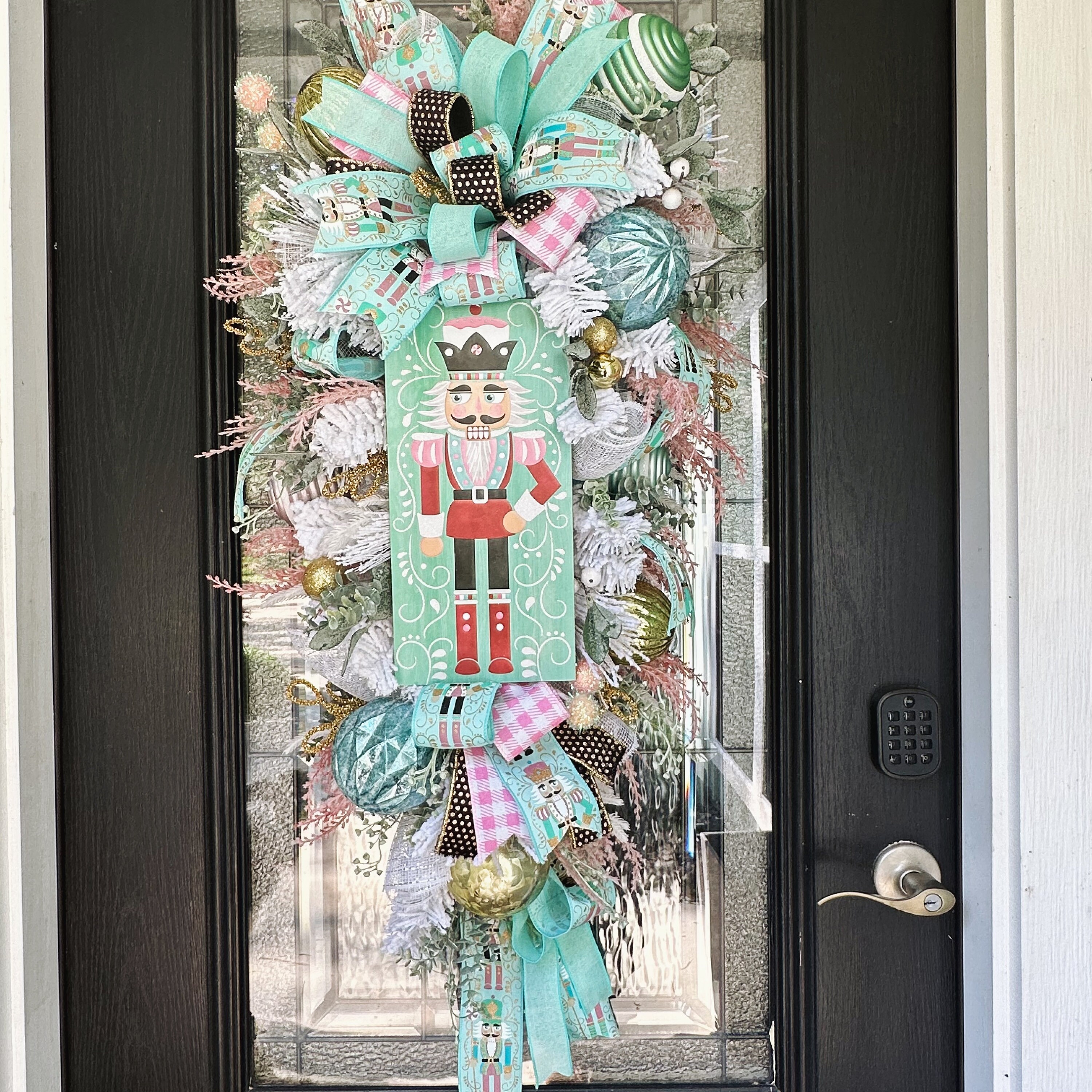 Nutcracker Christmas Swag, Nutcracker Wreath for Front Door, Mint Blue ...