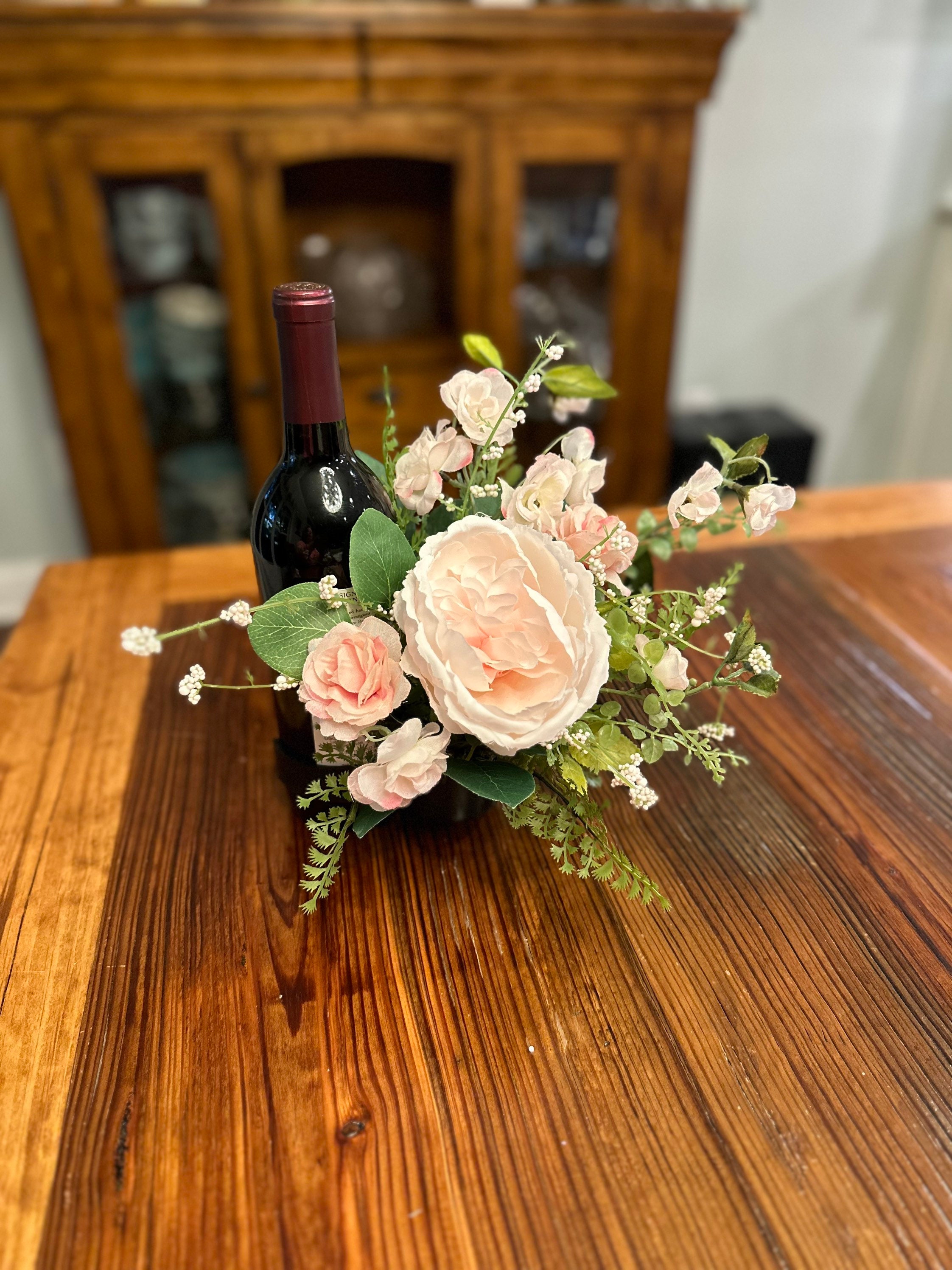 Blush Pink Peony and Roses Bottle Bouquet Holder Flower - Etsy