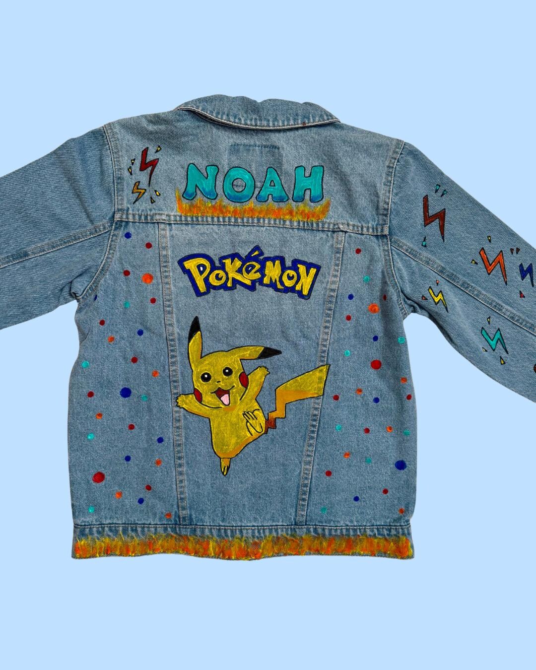 Pokémon Power Denim Jacket – Custom Hand-painted Kids Jacket With ...