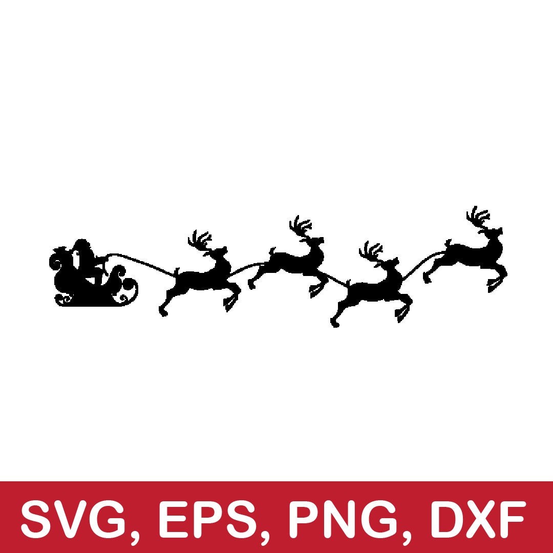 Santa's Sleigh and Reindeer Svg/flying Santa's Sleigh Svg/christmas Svg ...