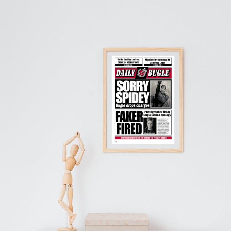 Spider-man Daily Bugle Newspaper Poster Print, Marvel Superhero Art ...