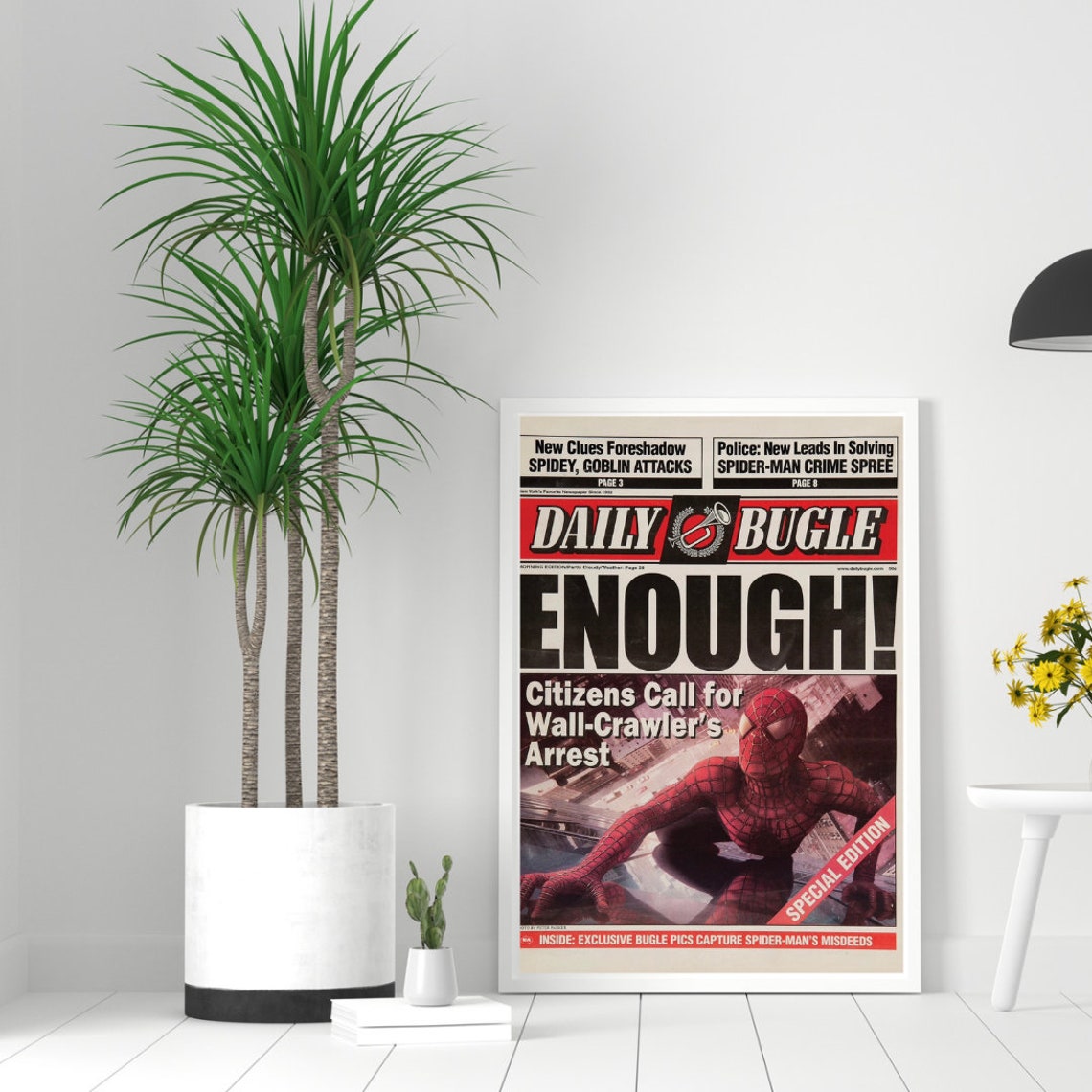 Spider-man Daily Bugle Newspaper Poster Print, Marvel Superhero Art ...