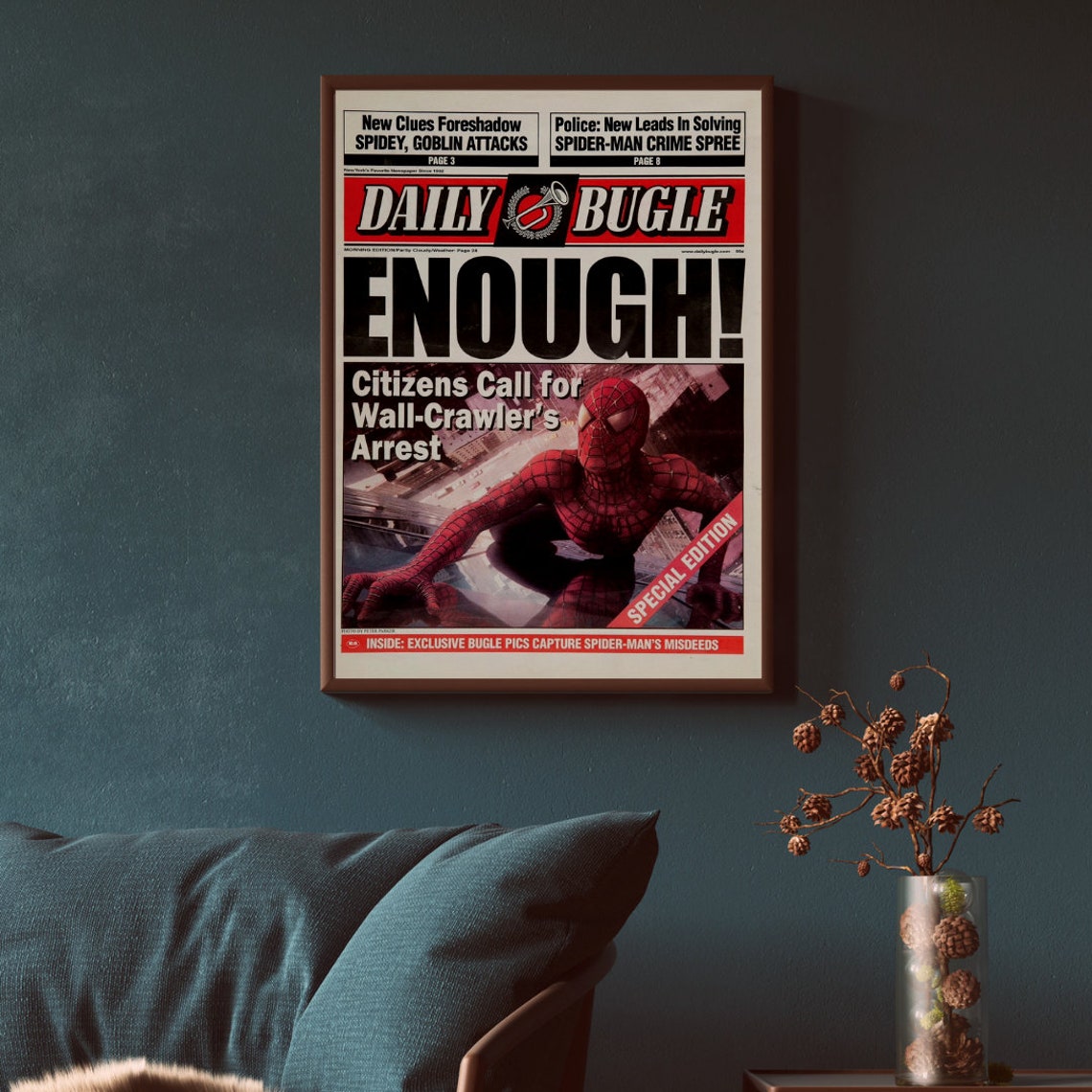 Spider-man Daily Bugle Newspaper Poster Print, Marvel Superhero Art ...