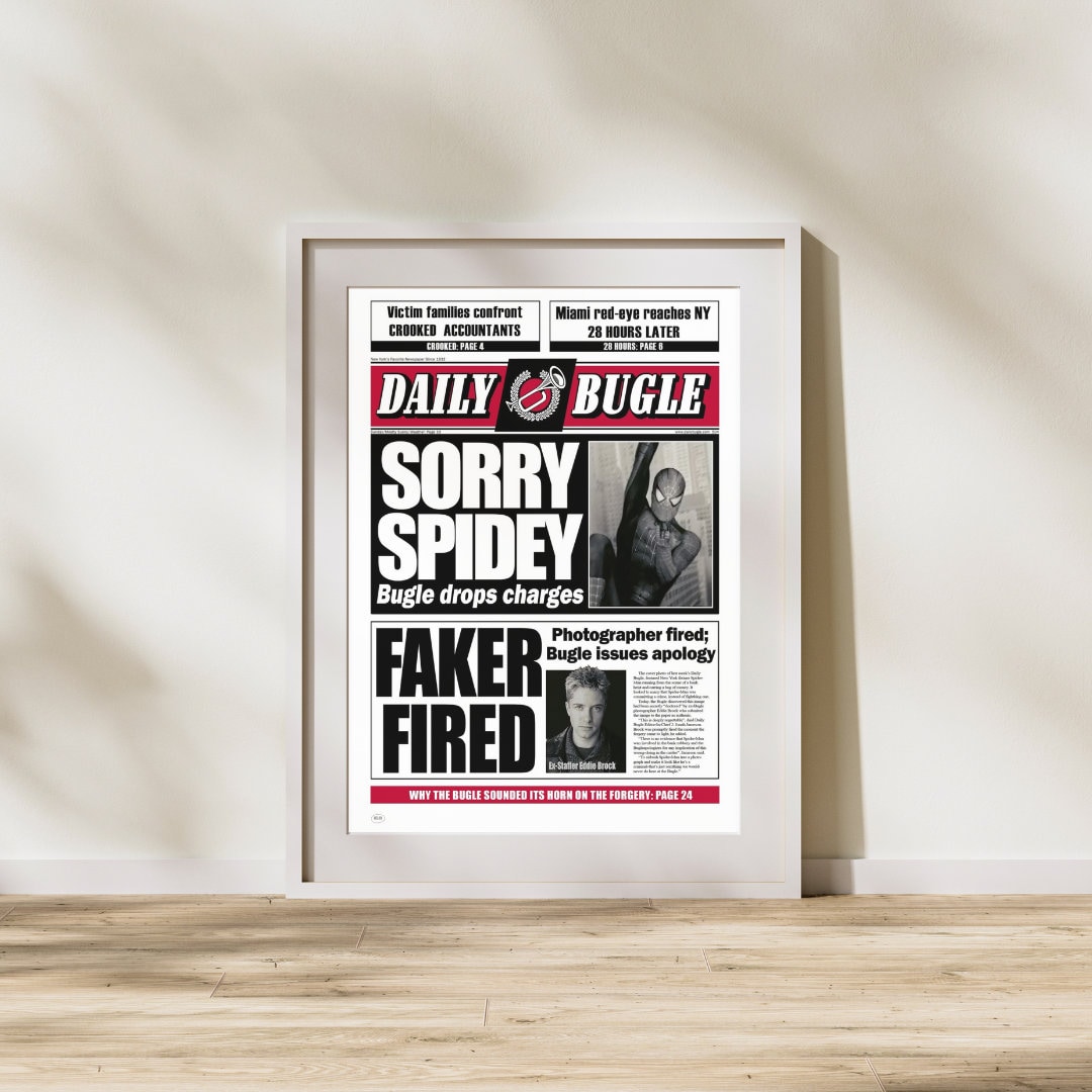Spider-man Daily Bugle Newspaper Poster Print, Marvel Superhero Art ...