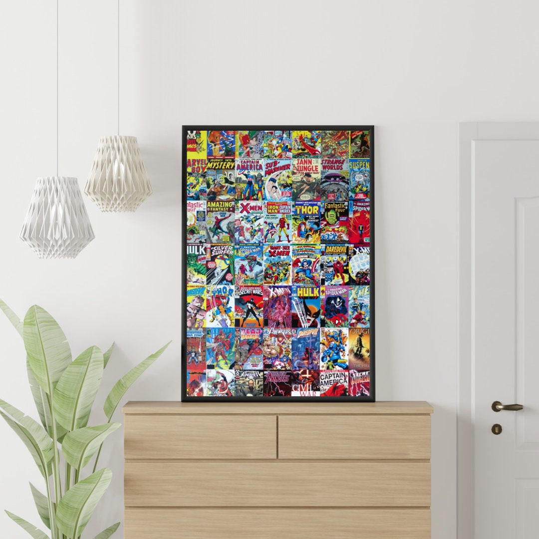 Vintage Marvel Comics Poster Print, Superhero Avengers Art, Home Decor ...