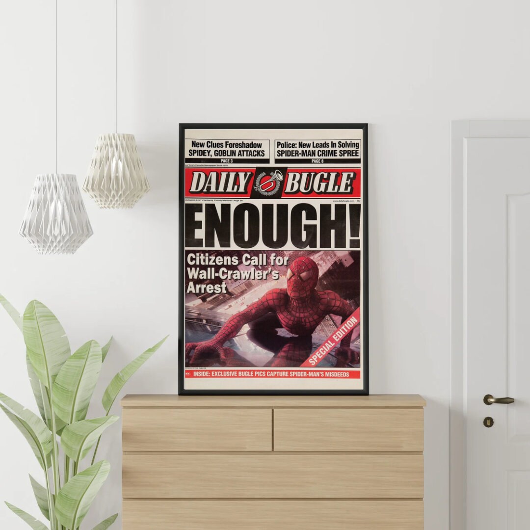 Spider-man Daily Bugle Newspaper Poster Print, Marvel Superhero Art ...