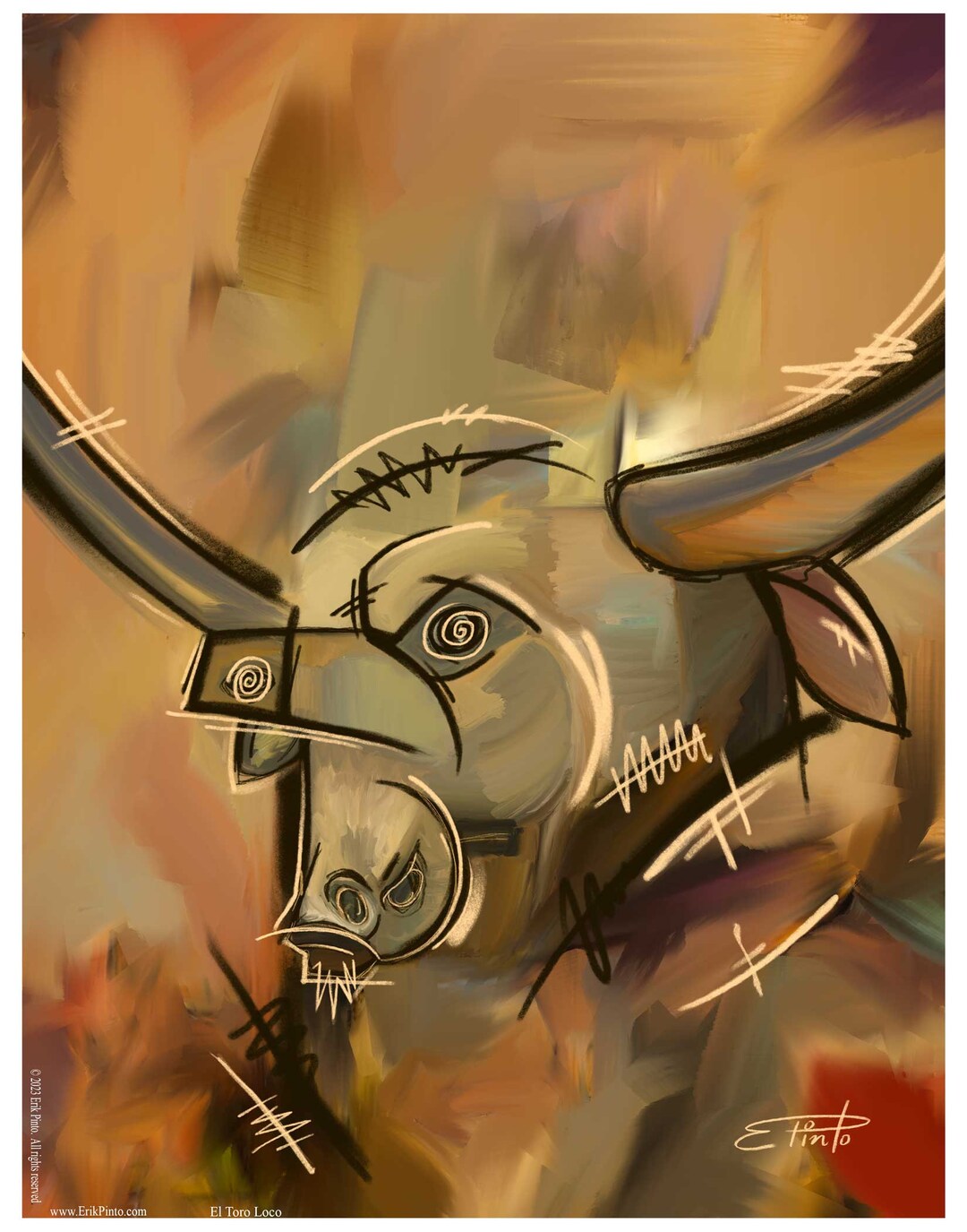 El Toro Loco the Crazy Bull Print - Etsy