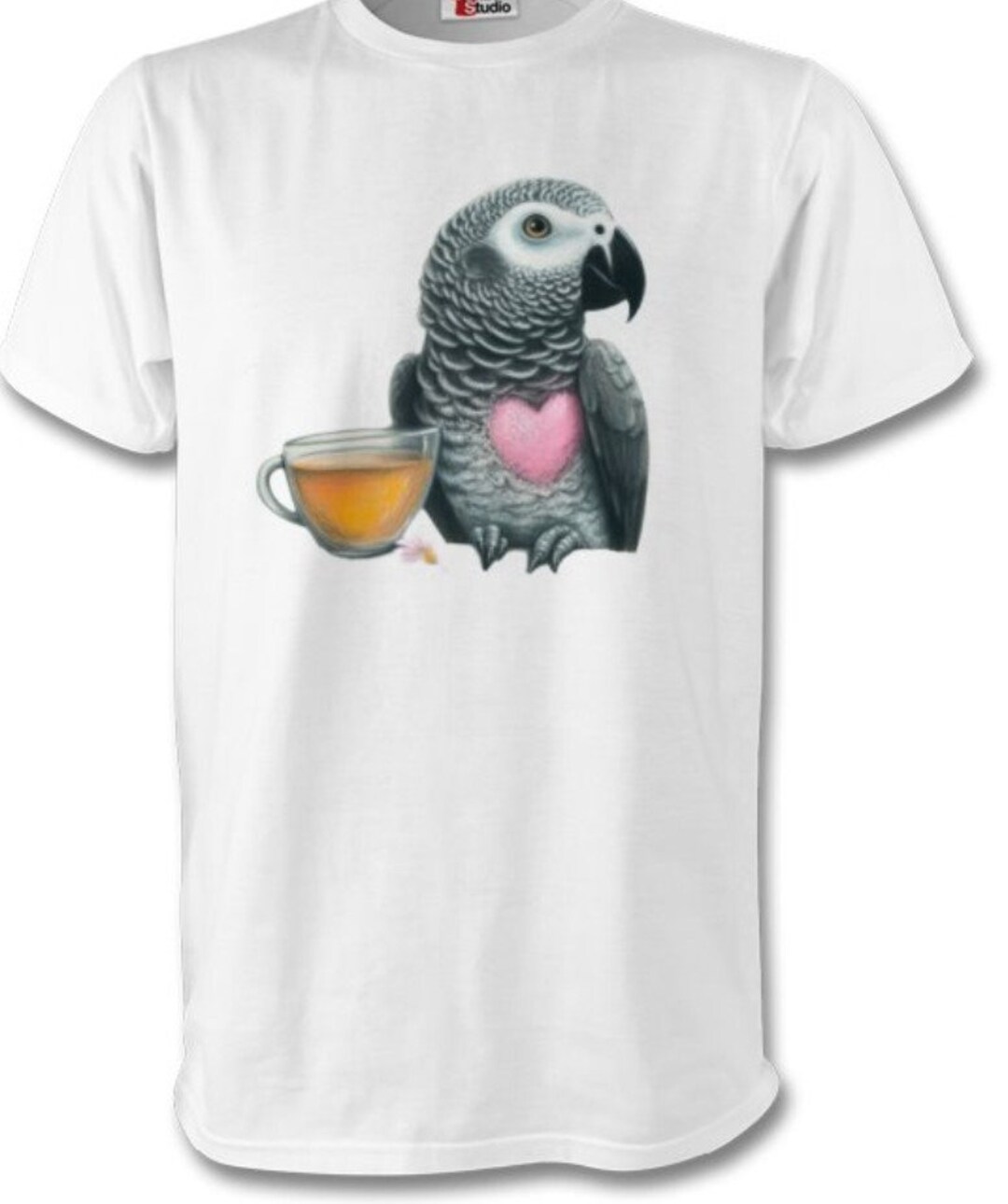 African Grey Parrot Plucked Heart and Herbal Tea T SHIRT - Etsy Canada