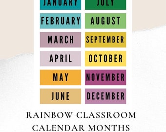 Classroom Calendar Set Rainbow Watercolor Colorful Classroom Decor - Etsy