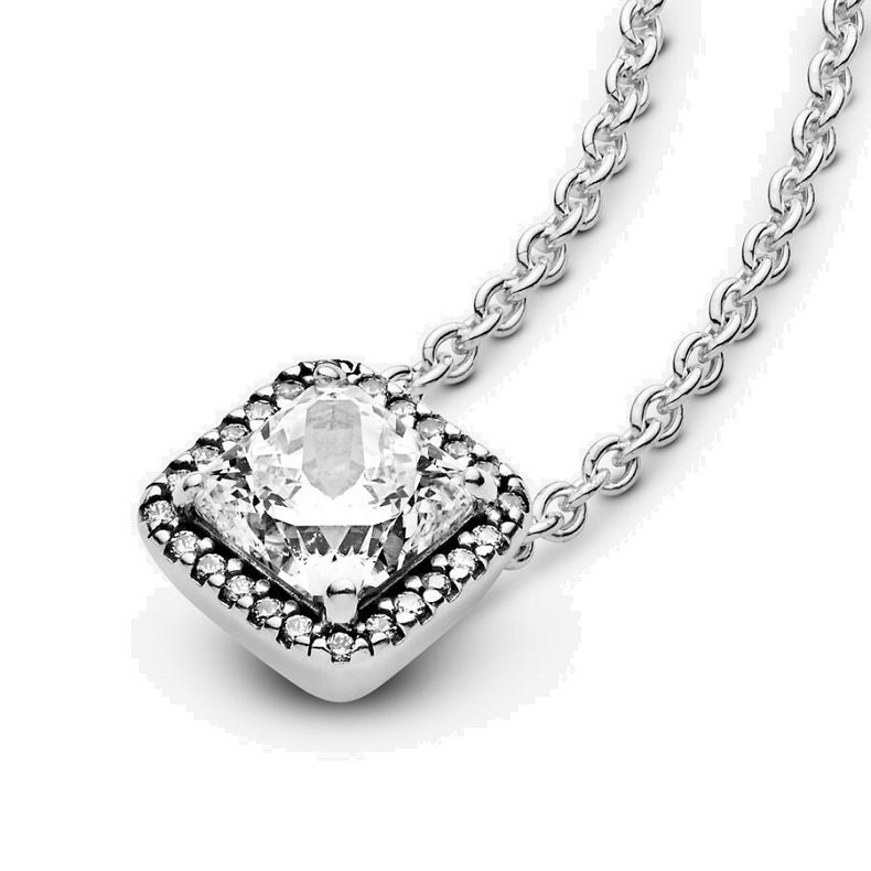 PANDORA Halo Square Gift Set Essential Modern Classic Jewelry 45cm Square Sparkle Necklace Earrings Set Elegant Collier Distinguished Look Etsy