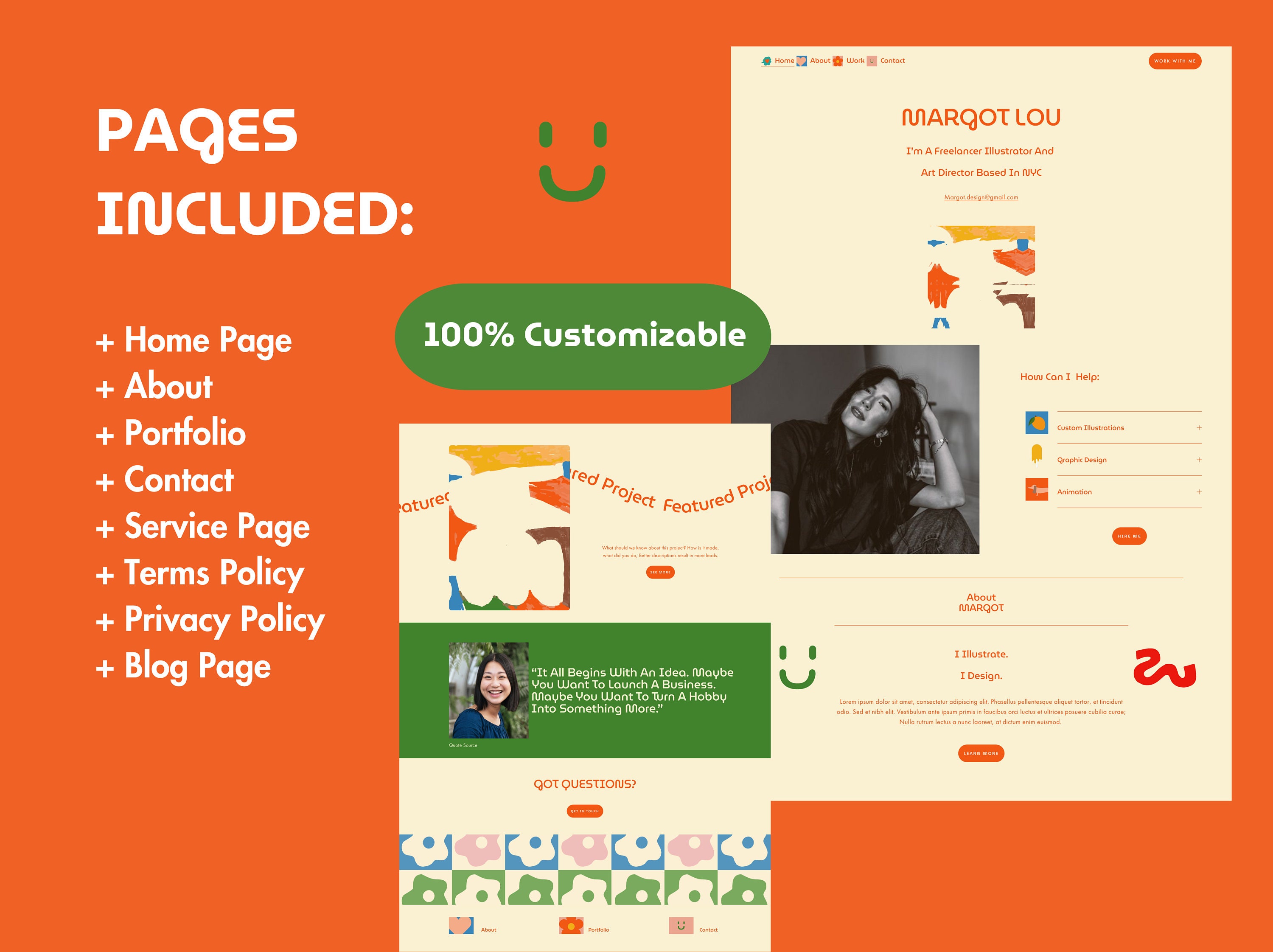 Creative Portfolio Squarespace 7.1 Website Template: Vibrant Design - Etsy