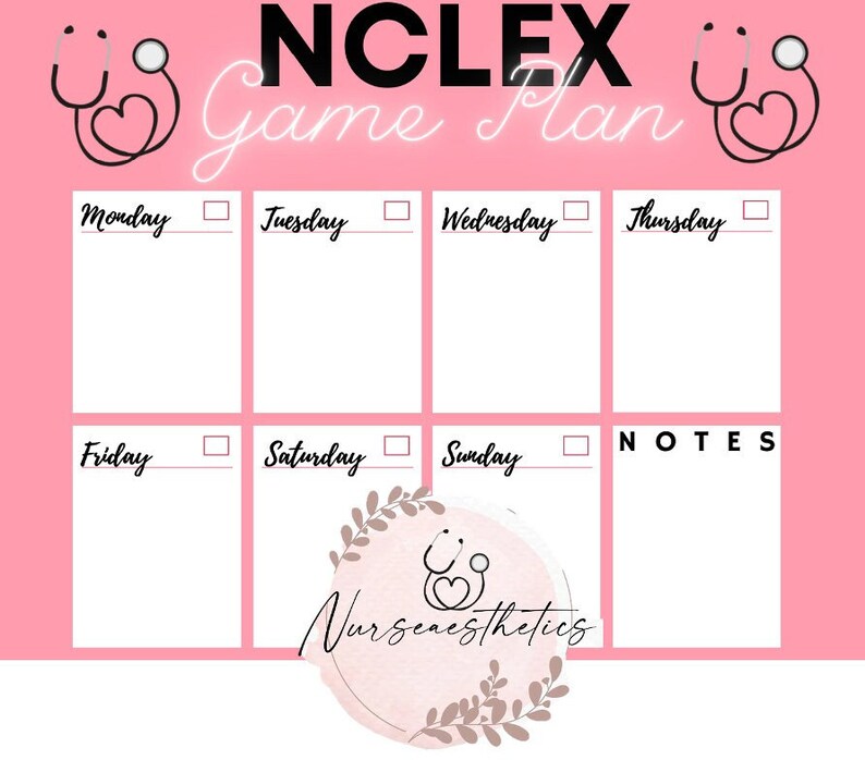 NCLEX Calendar (nursing School Template) - Etsy