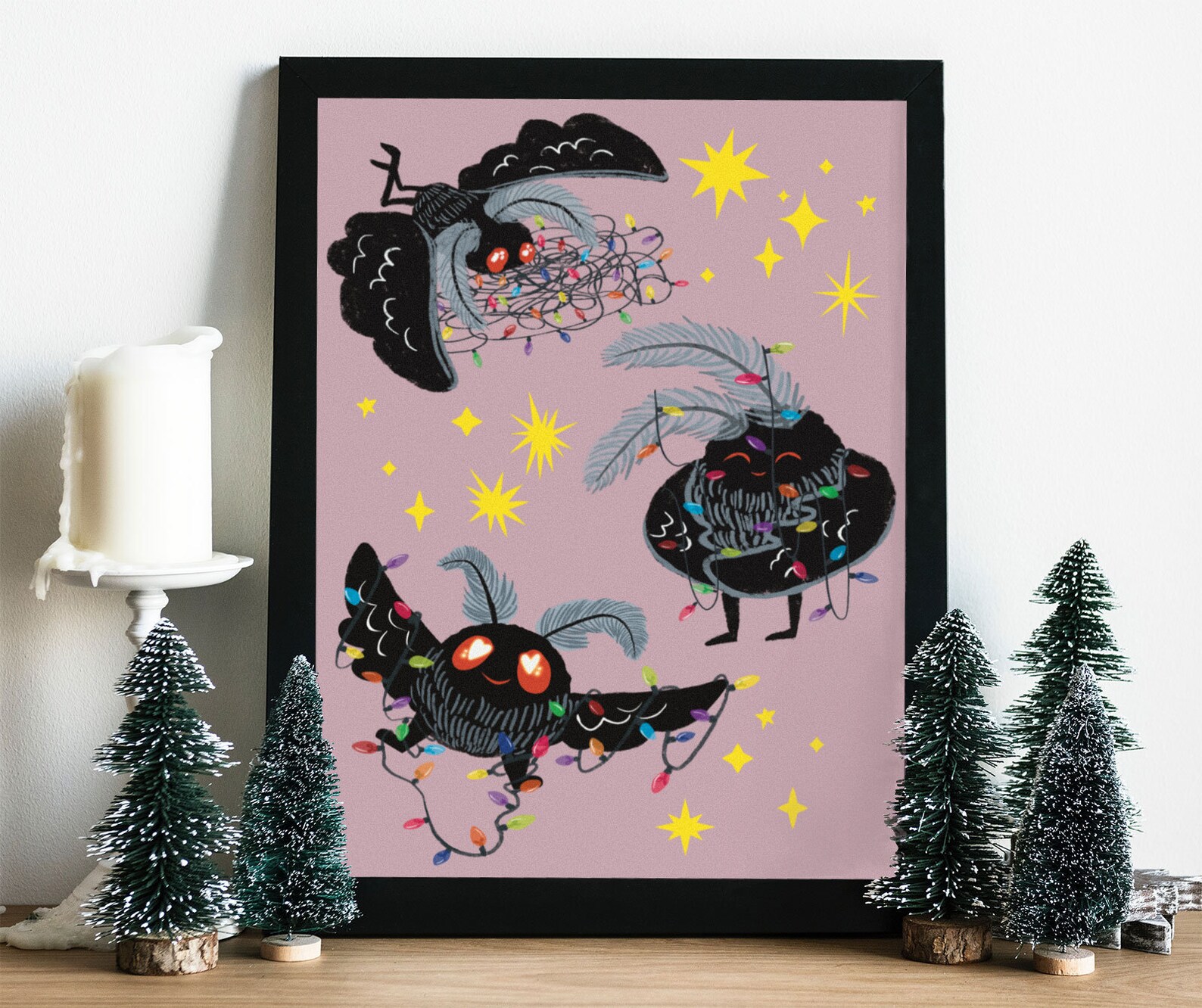 Mothman Christmas Lights Print - Etsy