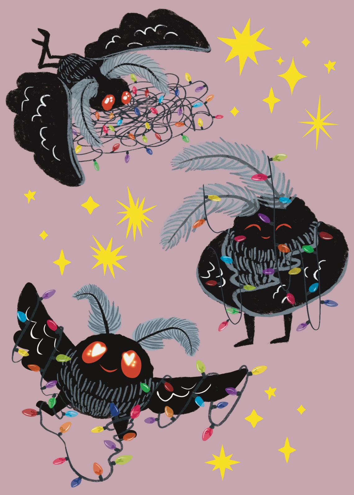 Mothman Christmas Lights Print - Etsy