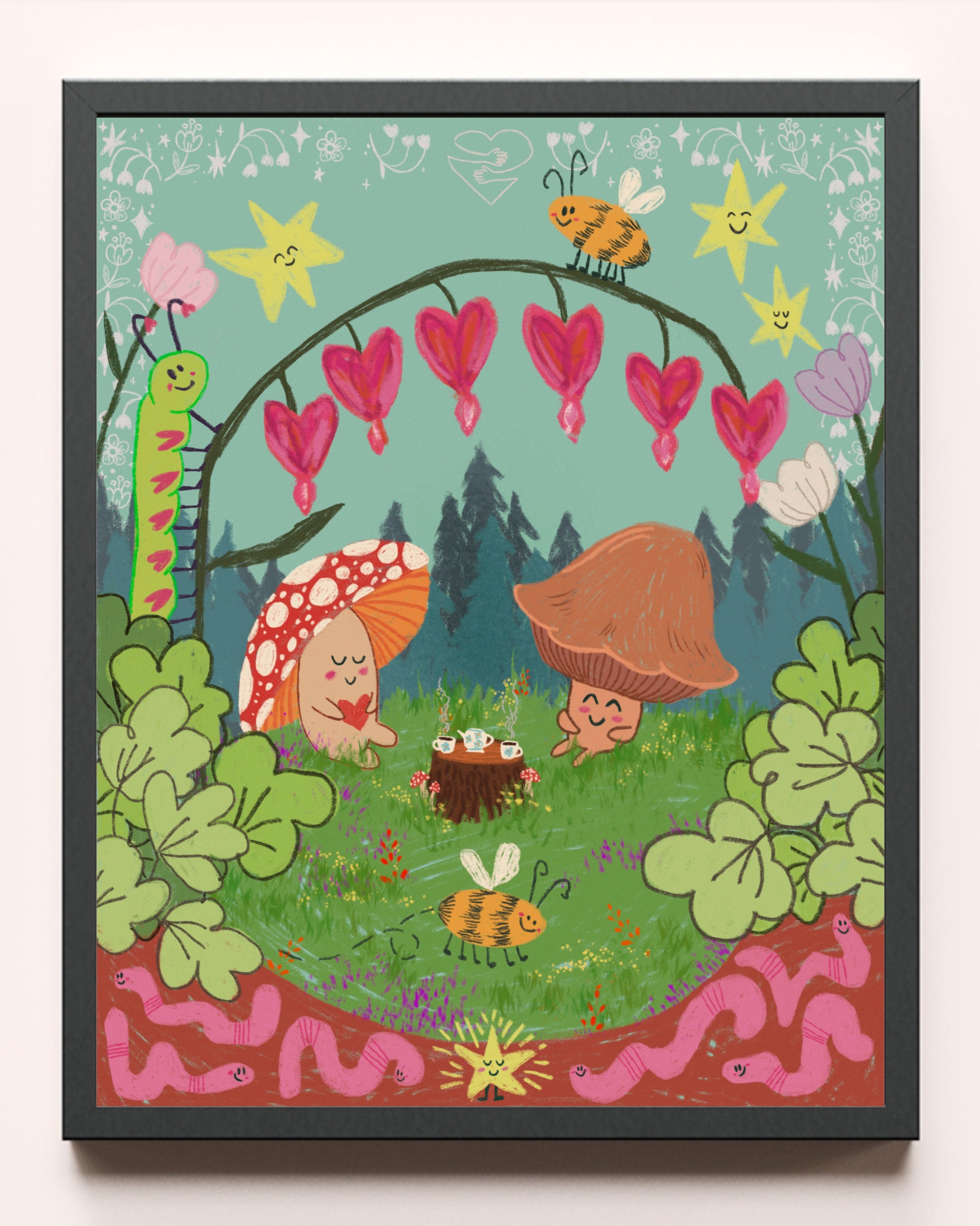 Mushroom Friends Print - Etsy